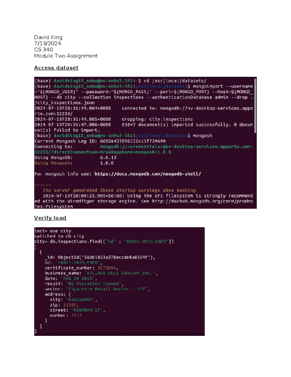 CS 340 Mod 2 Assgmt: Data Access & Document Management Process - Studocu