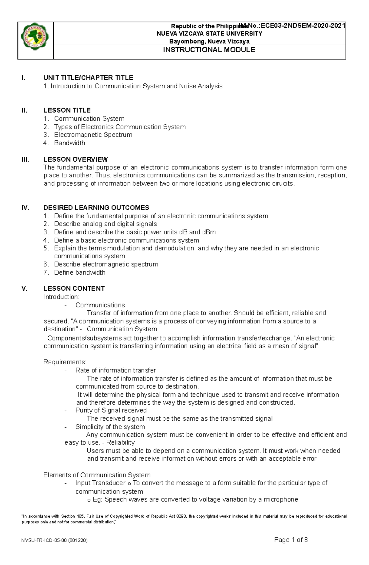 IM01-PC - 1. Introduction to Communication System and Noise Analysis ...