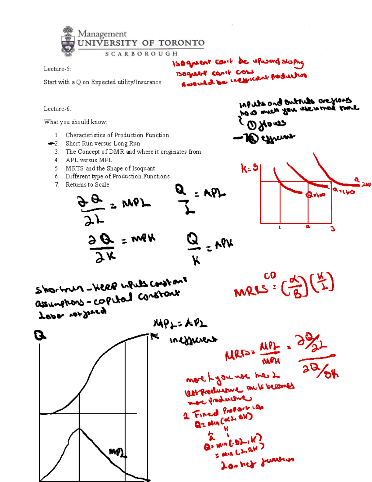 Lecture 6: Understanding Isoquants and Production Functions - Studocu