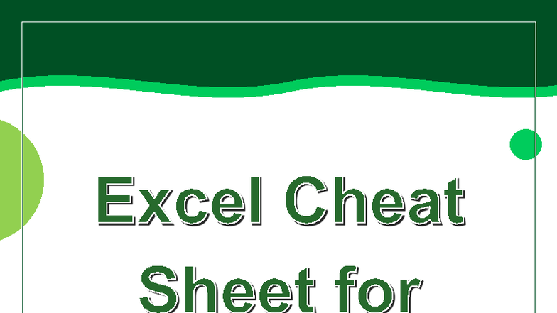 Excel Cheat Sheet for Data Analysts: Key Functions & Tools - Studocu