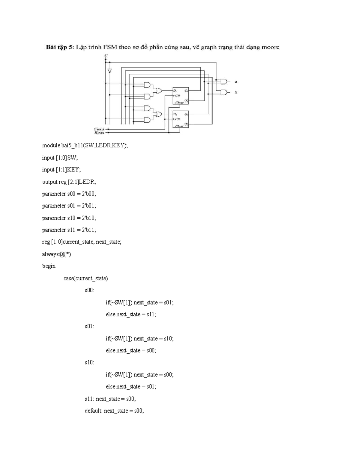 Module Input/Output State Machine Design for Course Code: 12345 - Studocu