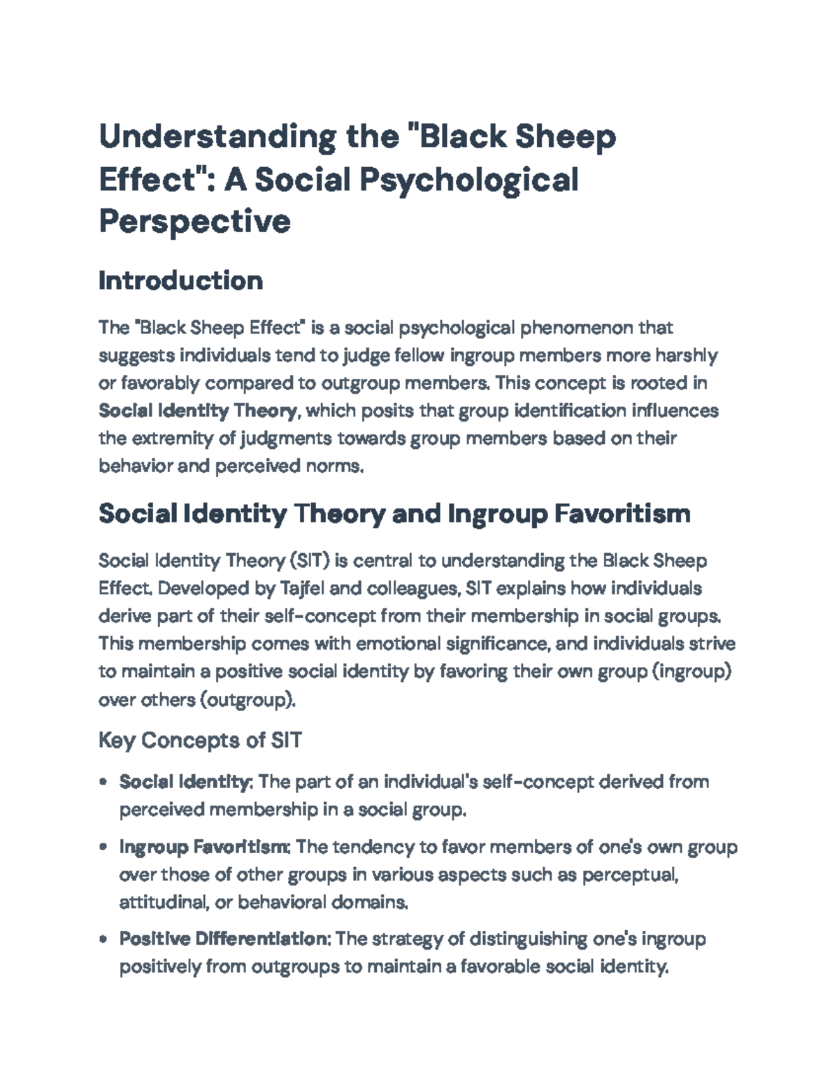 Understanding the Black Sheep Effect in Social Identity Theory ...