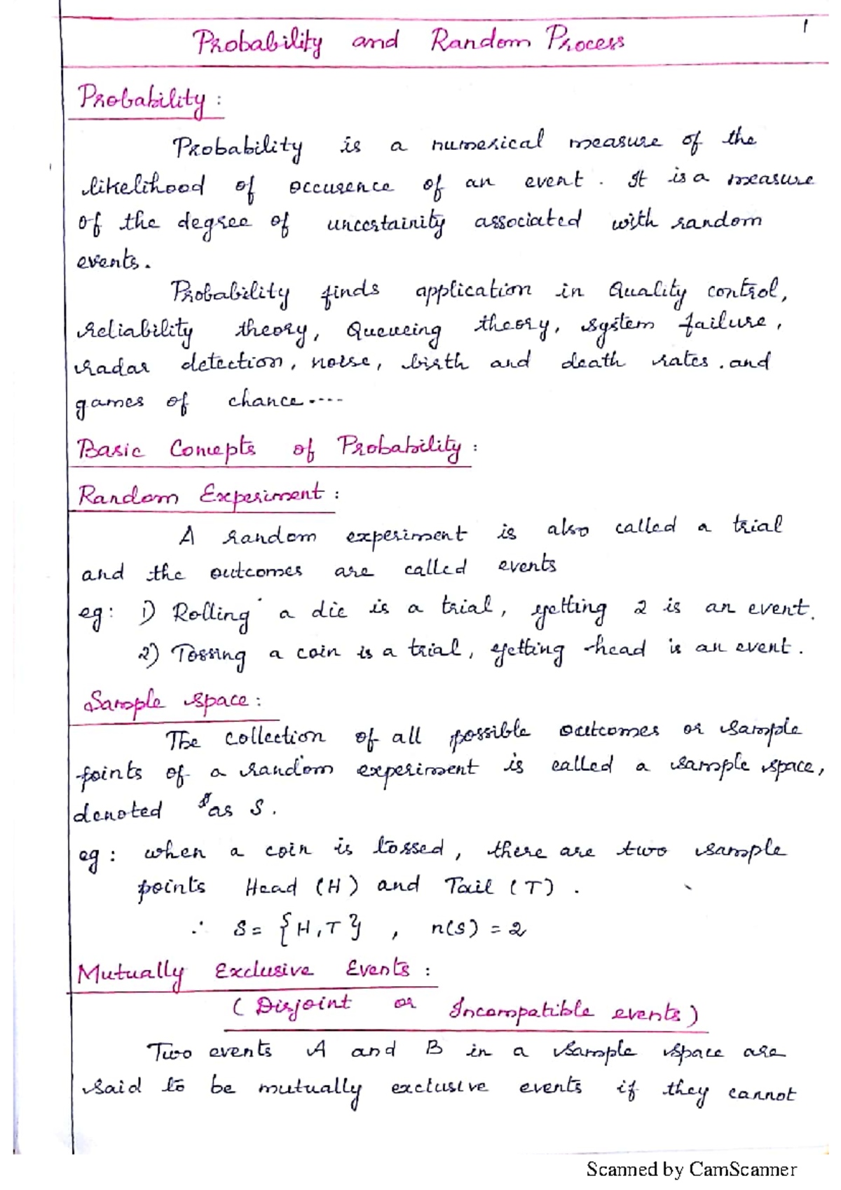 Unit 1 - Probability and Queuing Theory - Studocu
