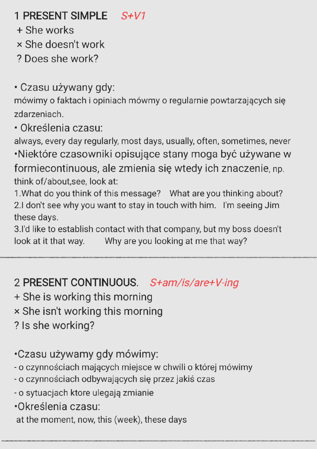 Angielski Unit 1: Czas Present Simple, Continuous, Perfect i Pytania ...