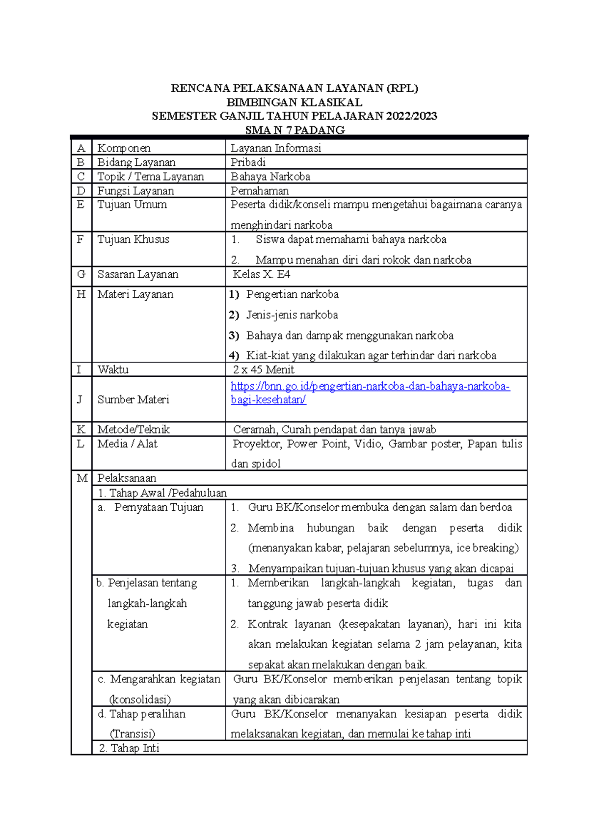 RPL BK: Materi Bahaya Narkoba & Siswa Kelas X E - Semester Ganjil - Studocu
