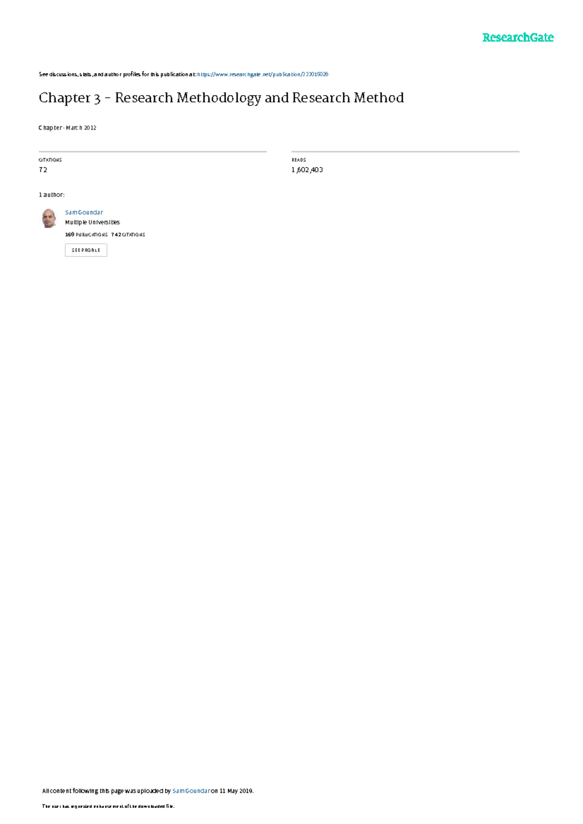 Chapter 3: Research Methodology & Research Methods (INFO 101) - Studocu