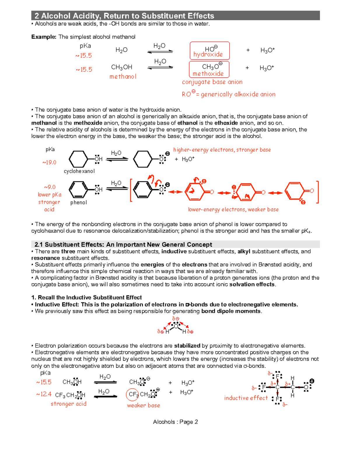 Alcohol Acidity, Return to Substituent Effects - Example: The simplest ...