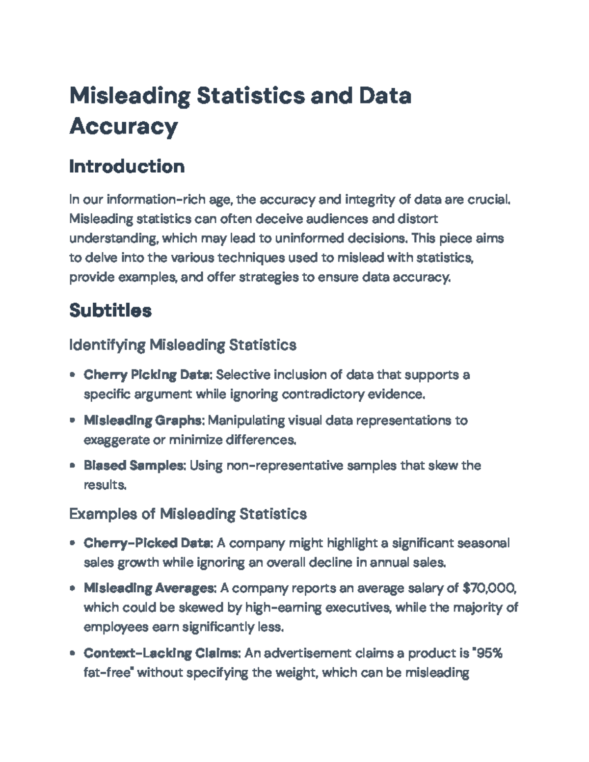 Misleading Statistics and Data Accuracy: Techniques and Solutions ...