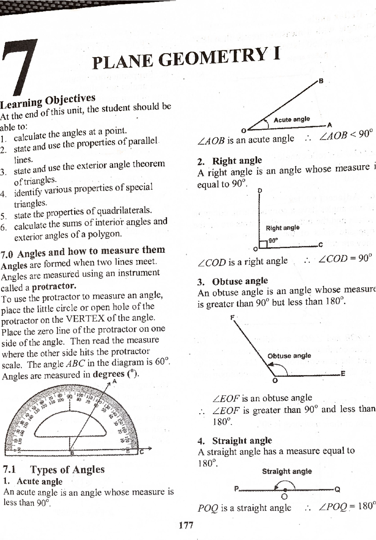 7 PLANE GEOMETRY I B: Understanding Angles and Their Properties - Studocu