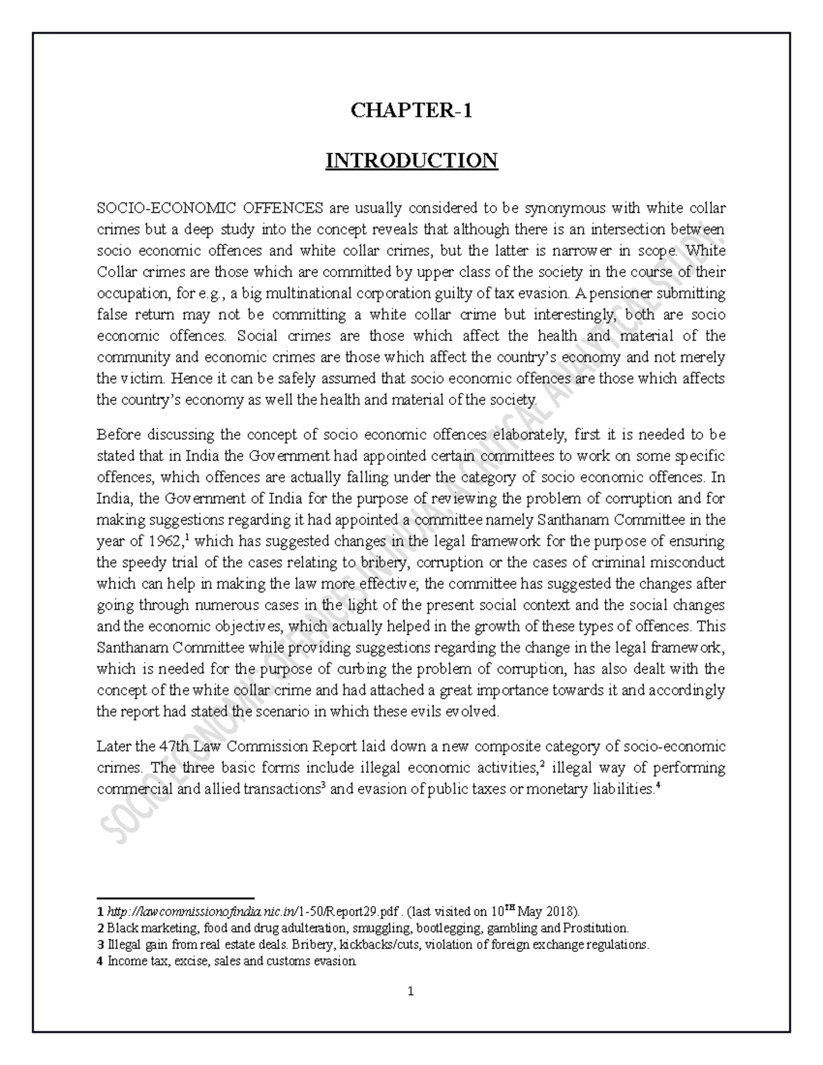 Privileged Class Deviance - CHAPTER- INTRODUCTION SOCIO-ECONOMIC OFFENCES are usually considered ...