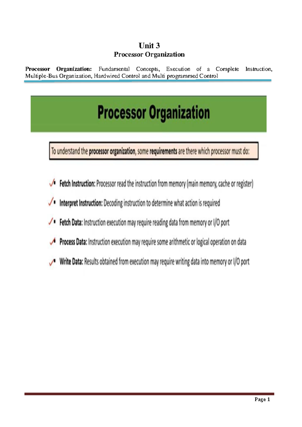 Unit 3: Processor Organization - Hardwired vs. Microprogrammed Control ...