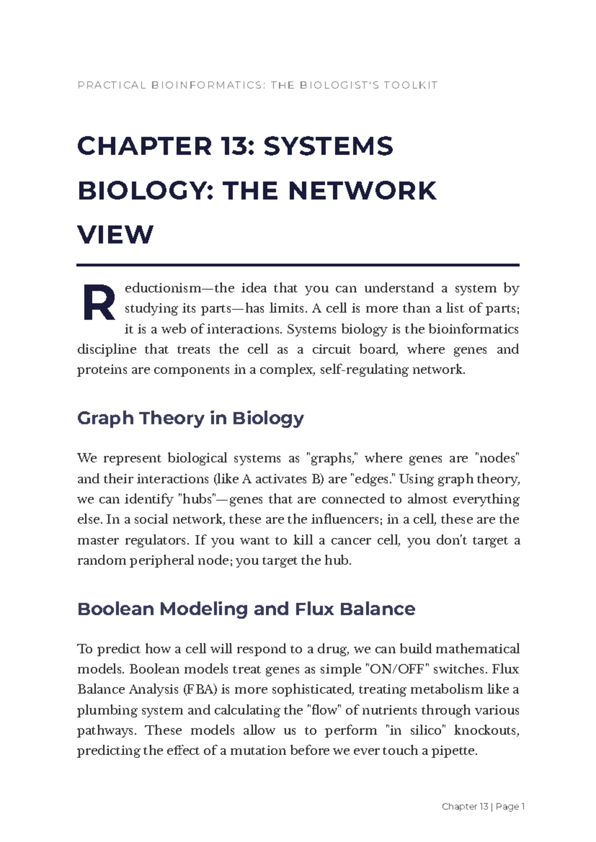 PR ACT I CA L B I O I N FO R M AT I CS: CH 13 - SYSTEMS BIOLOGY ...