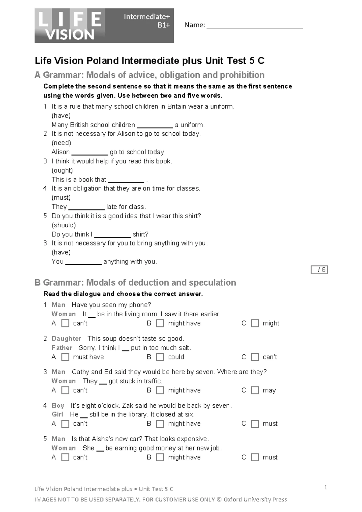 Klasówka 7.II.P. Potęgi - Test Wersja 2020 (Bez Punktacji) - Studocu