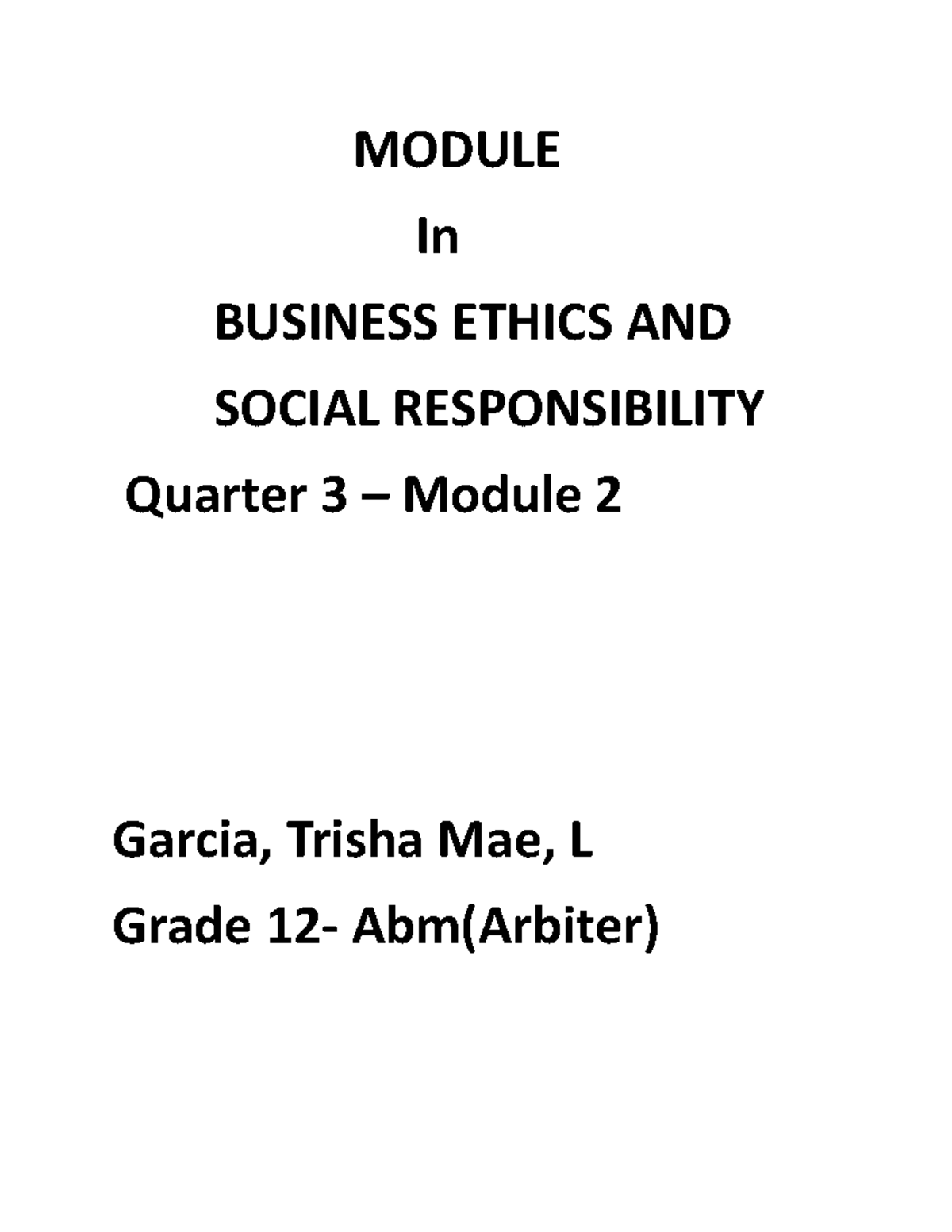 Business Ethics Module 2 - MODULE In BUSINESS ETHICS AND SOCIAL ...