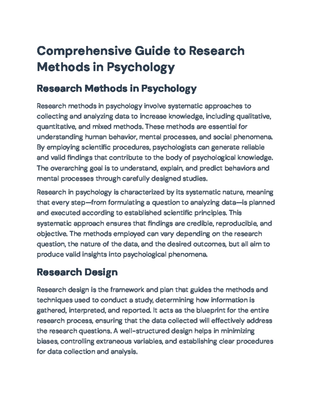 Research Methods in Psychology: A Comprehensive Study Guide - Studocu
