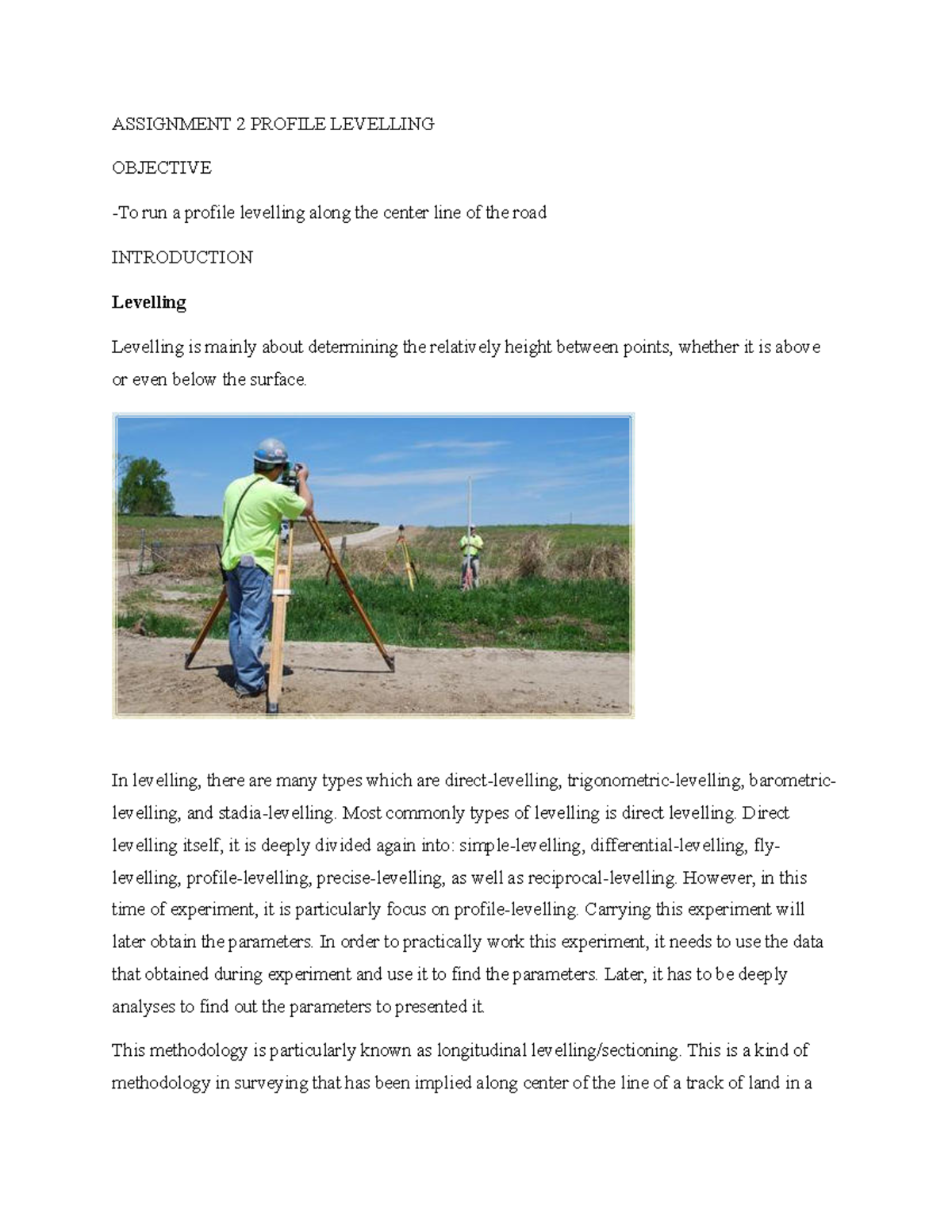 Assignment 2 Profile Levelling - ASSIGNMENT 2 PROFILE LEVELLING ...