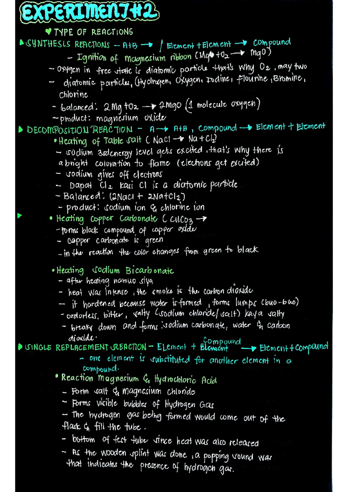 Lab Notes for Exp 2: Inorganic & Organic Chem (Medtech Course) - Studocu