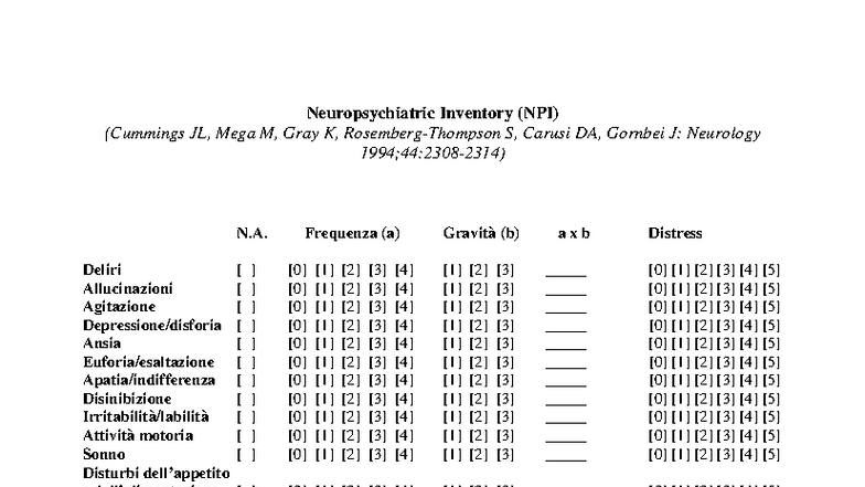 Neuropsychiatric Inventory (NPI) - Appunti e Guida alla Valutazione ...