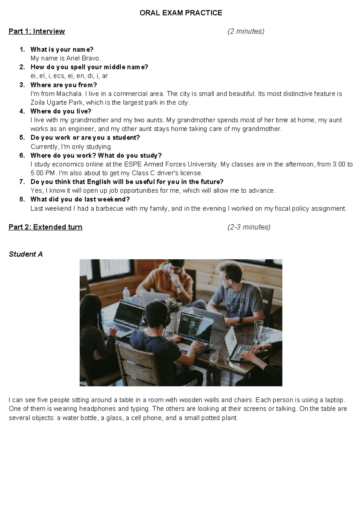 ORAL EXAM Practice - English Notes for ESPE Students - Studocu