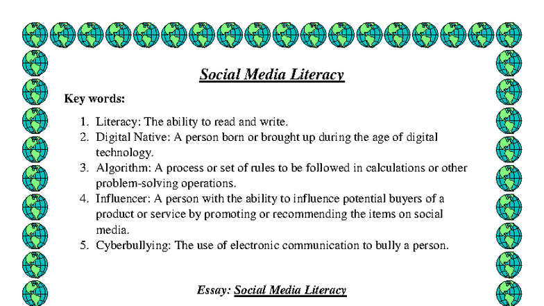 Social Media Literacy: Understanding Algorithms & Influencers - Studocu