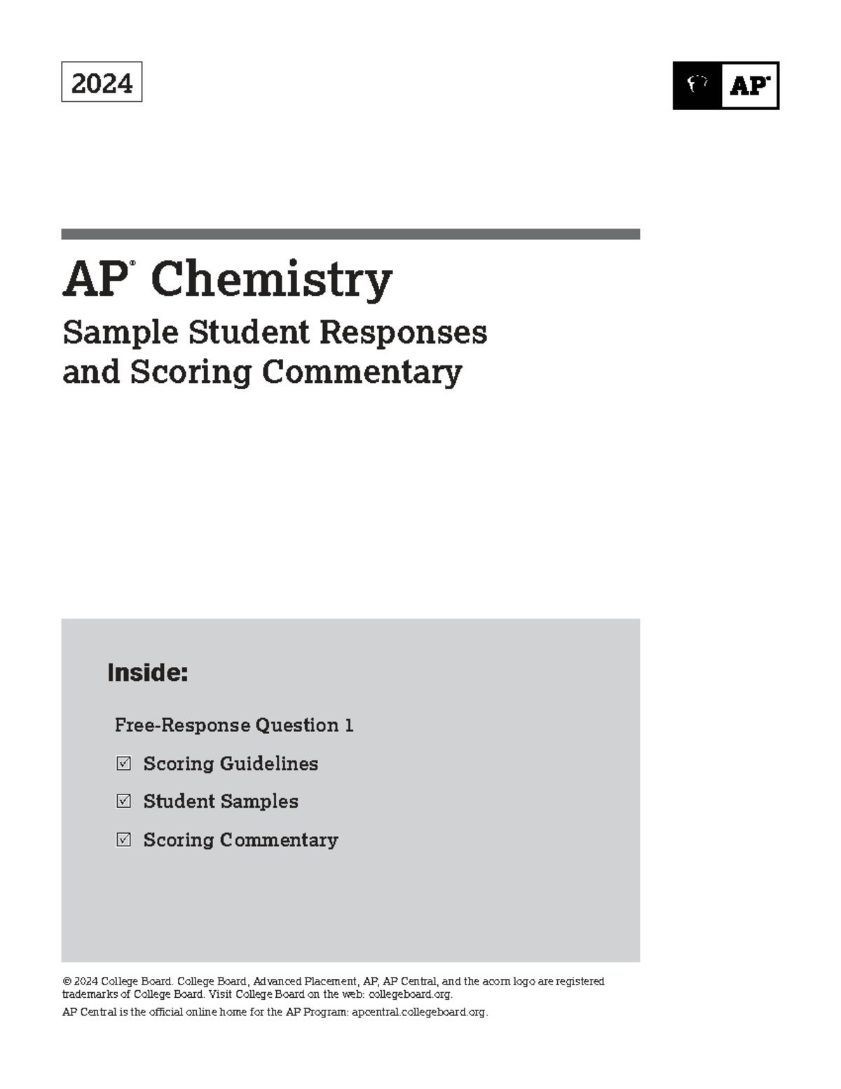 AP Chemistry 2024 Sample Responses & Scoring for Question 1 - Studocu