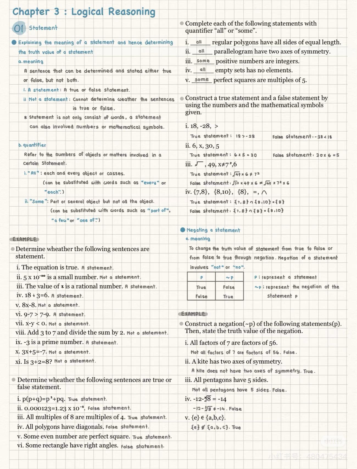 Form 4 Bab 3 Nota - Math: Logical Reasoning and Statement Analysis ...