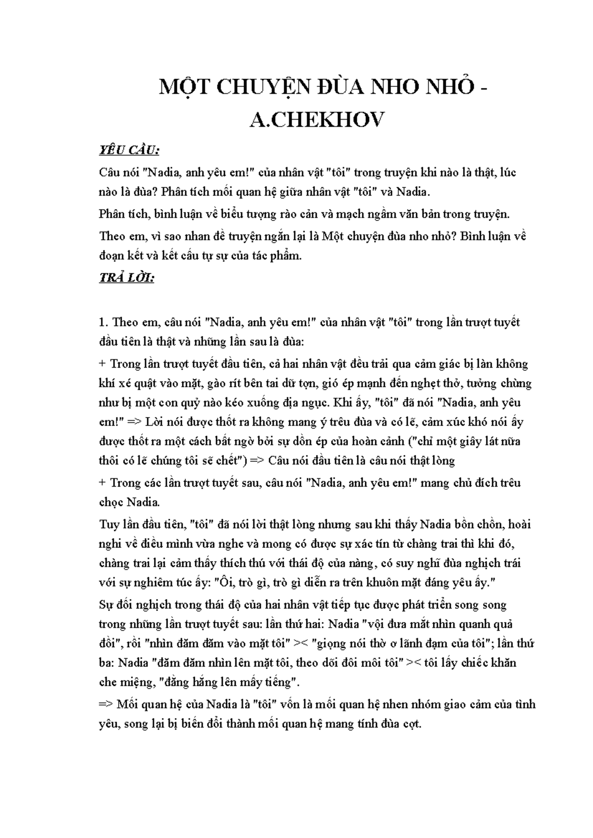 Phân Tích Tác Phẩm "Một Chuyện Đùa Nhỏ" A.Chekhov: Tình Yêu và Rào Cản ...