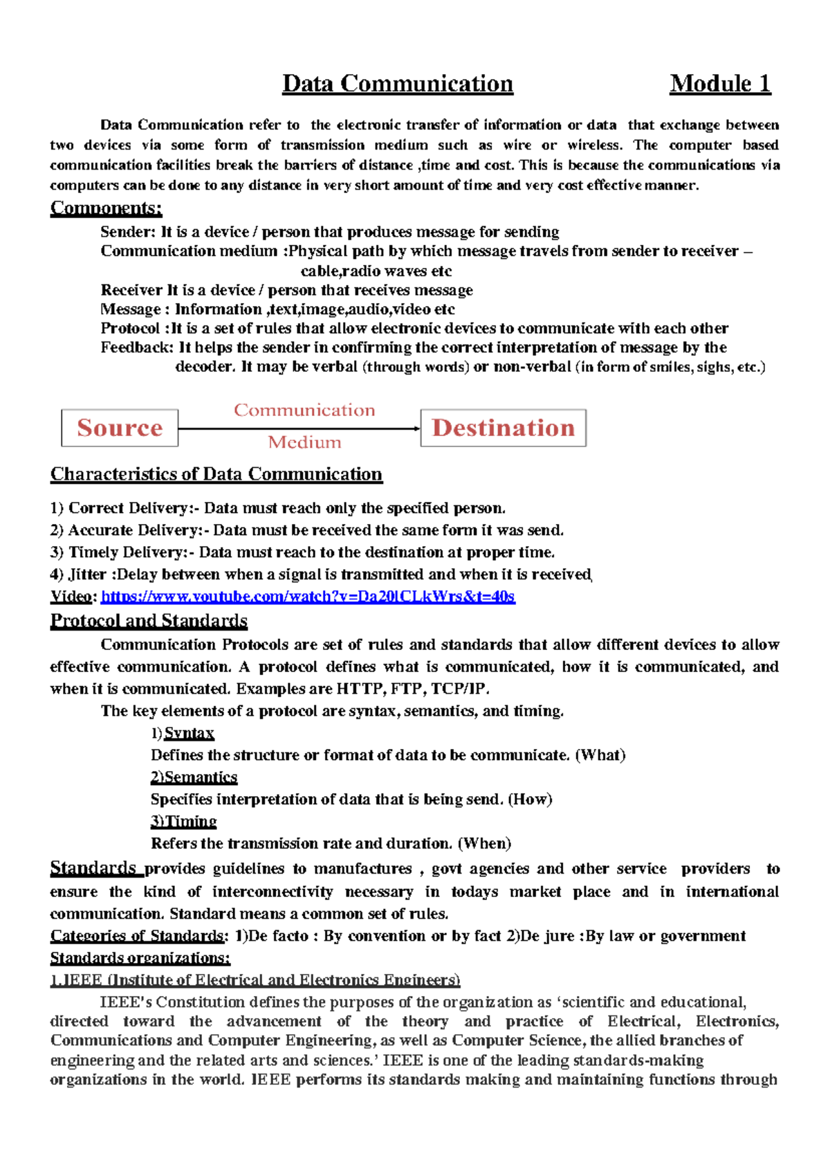 Data Communication Concepts - BCAMCAS Module 1 Overview - Studocu