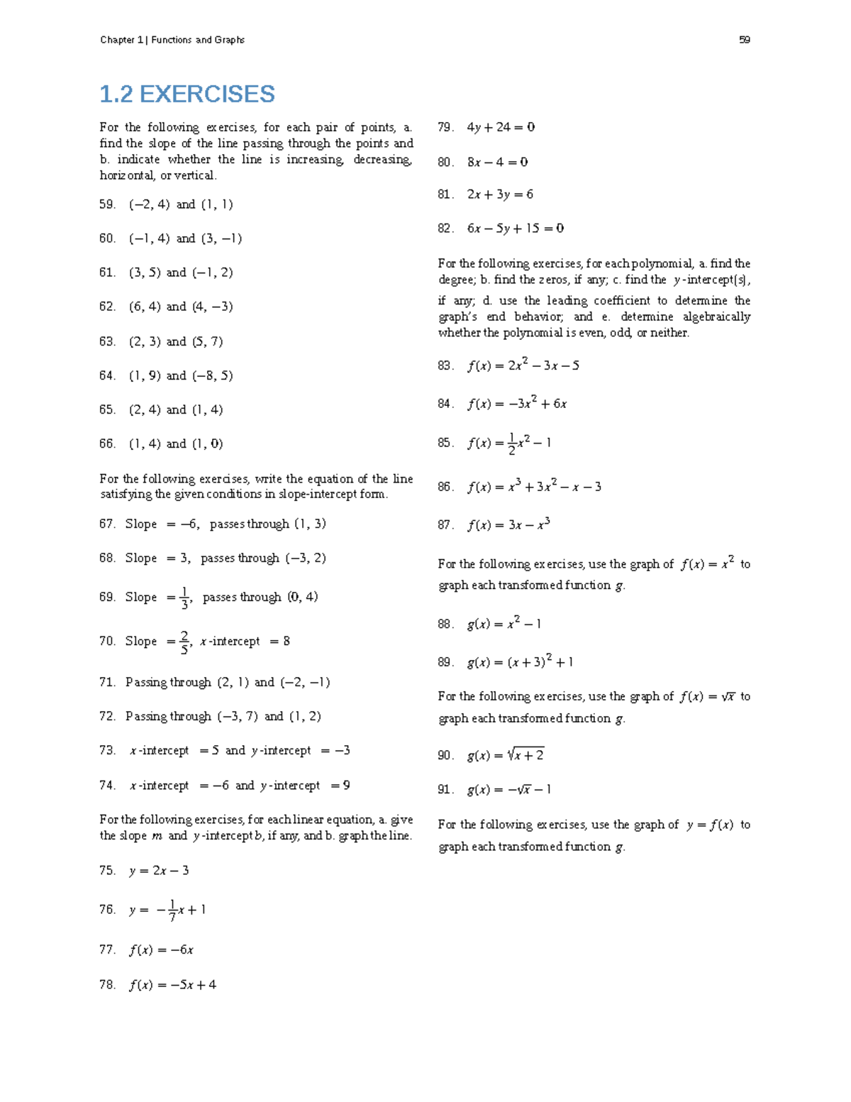 Chapter 1: Functions and Graphs Exercises (Calc 1) - Studocu