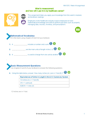 Chrystal Jones-MA1015 Week1 Assignment V01 - © Ultimate Medical Academy ...