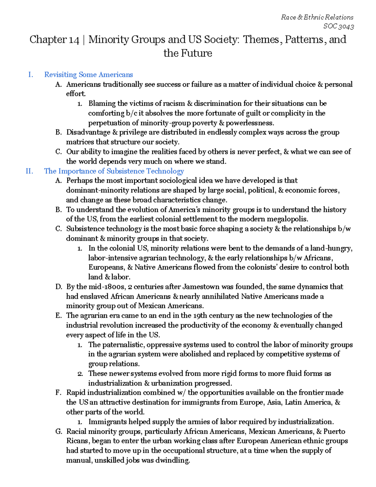 SOC 3043 | Race and Ethnic Relations | Chapter 14 | Analyzing Minority ...