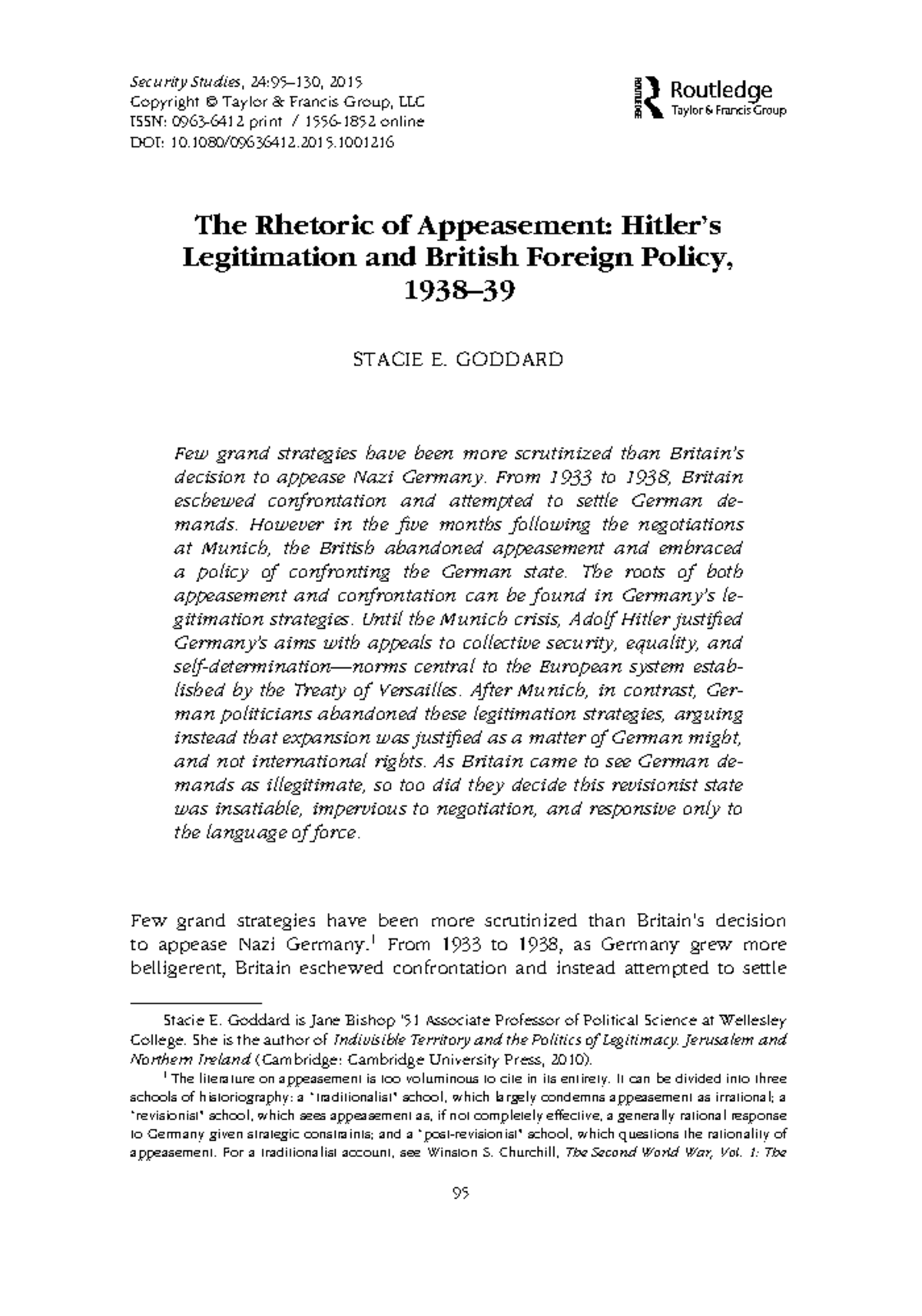 The Rhetoric of Appeasement: British Strategy & Germany's Threat (1938 ...