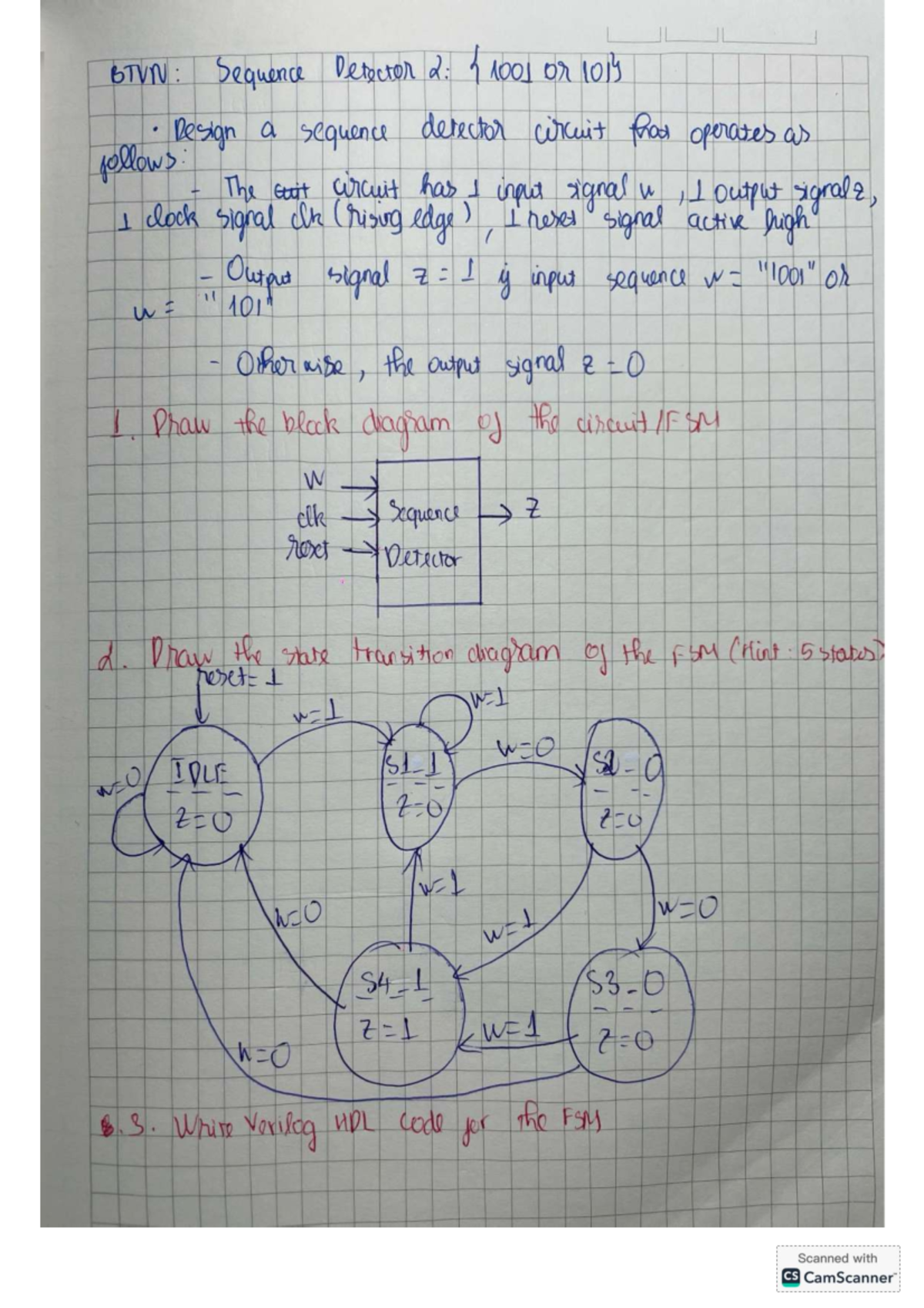 BTVN: Sequence Detector 2 Design - Circuit & Verilog HDL - Studocu