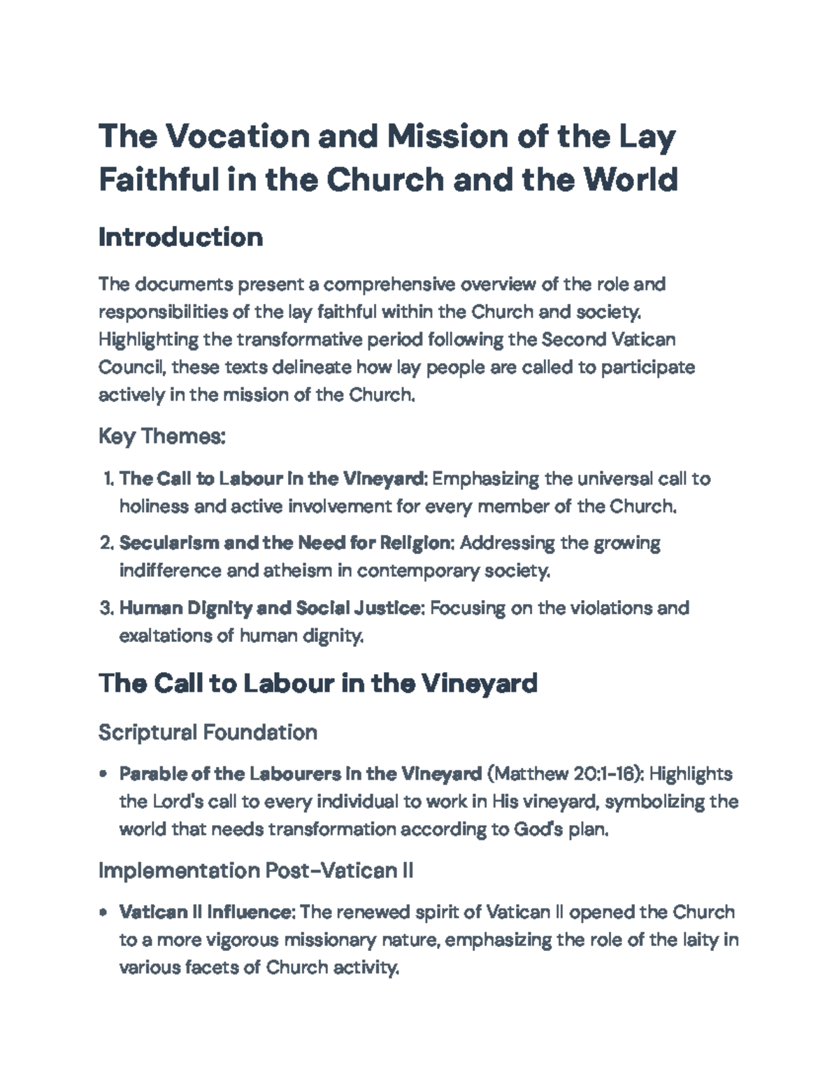 Lay Faithful: Vocation & Mission in Church & Society Post-Vatican II ...