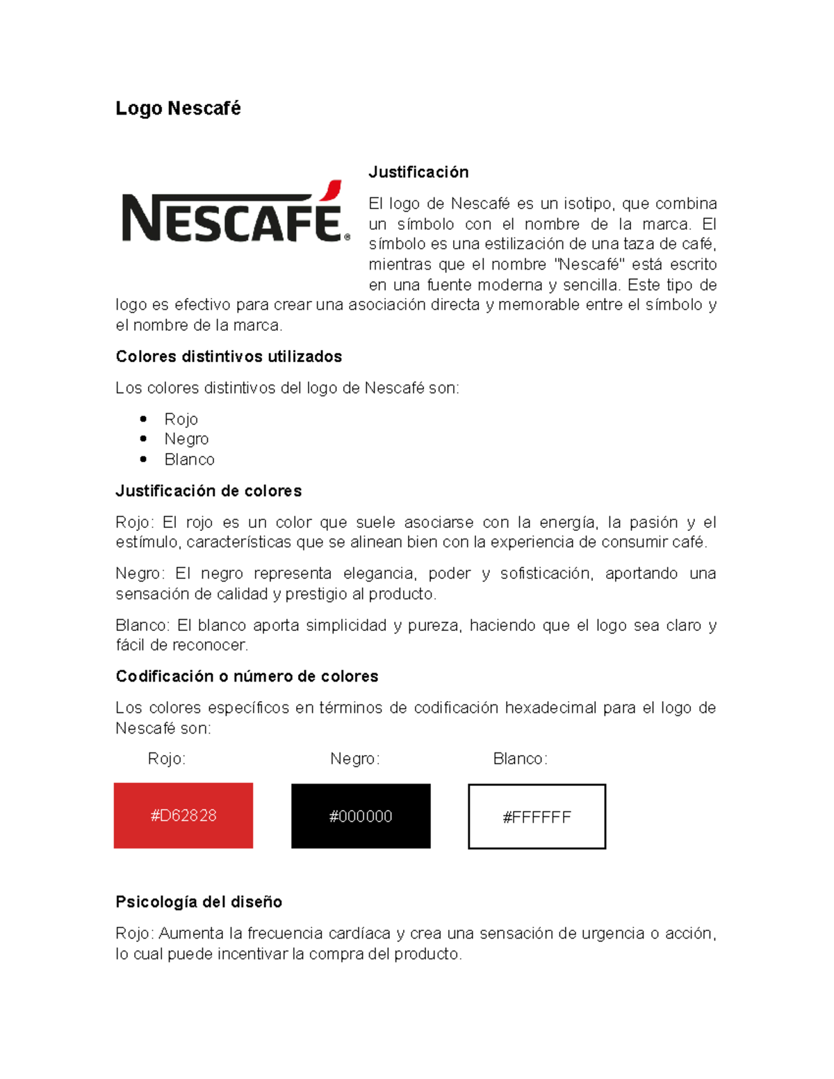 Análisis del Logo de Nescafé: Colores y Diseño Visual - Studocu