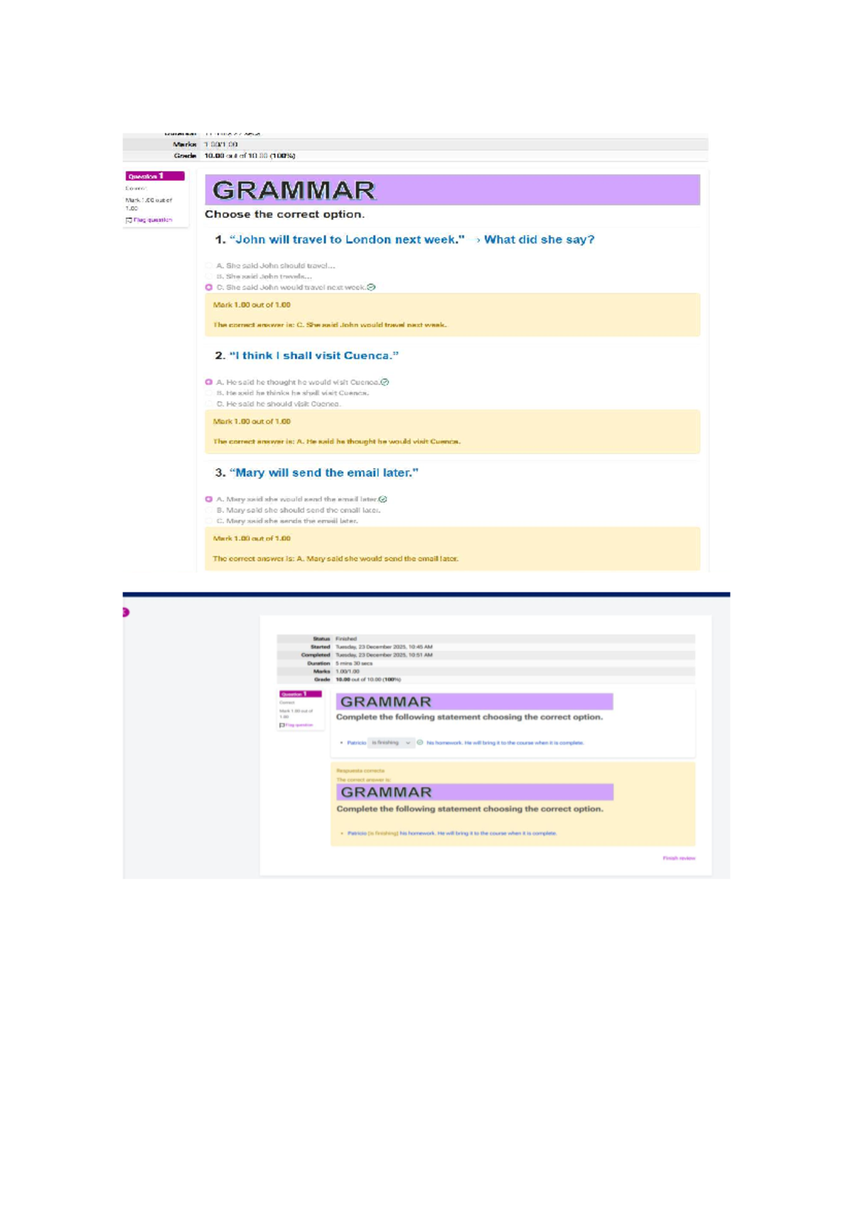 Lesson 101 & 102: Grammar Quiz Review and Answers - Studocu