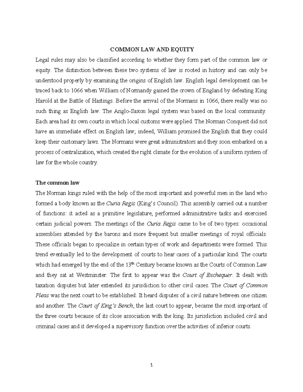 Common Law and Equity: Simplified Study Notes for Legal Understanding ...