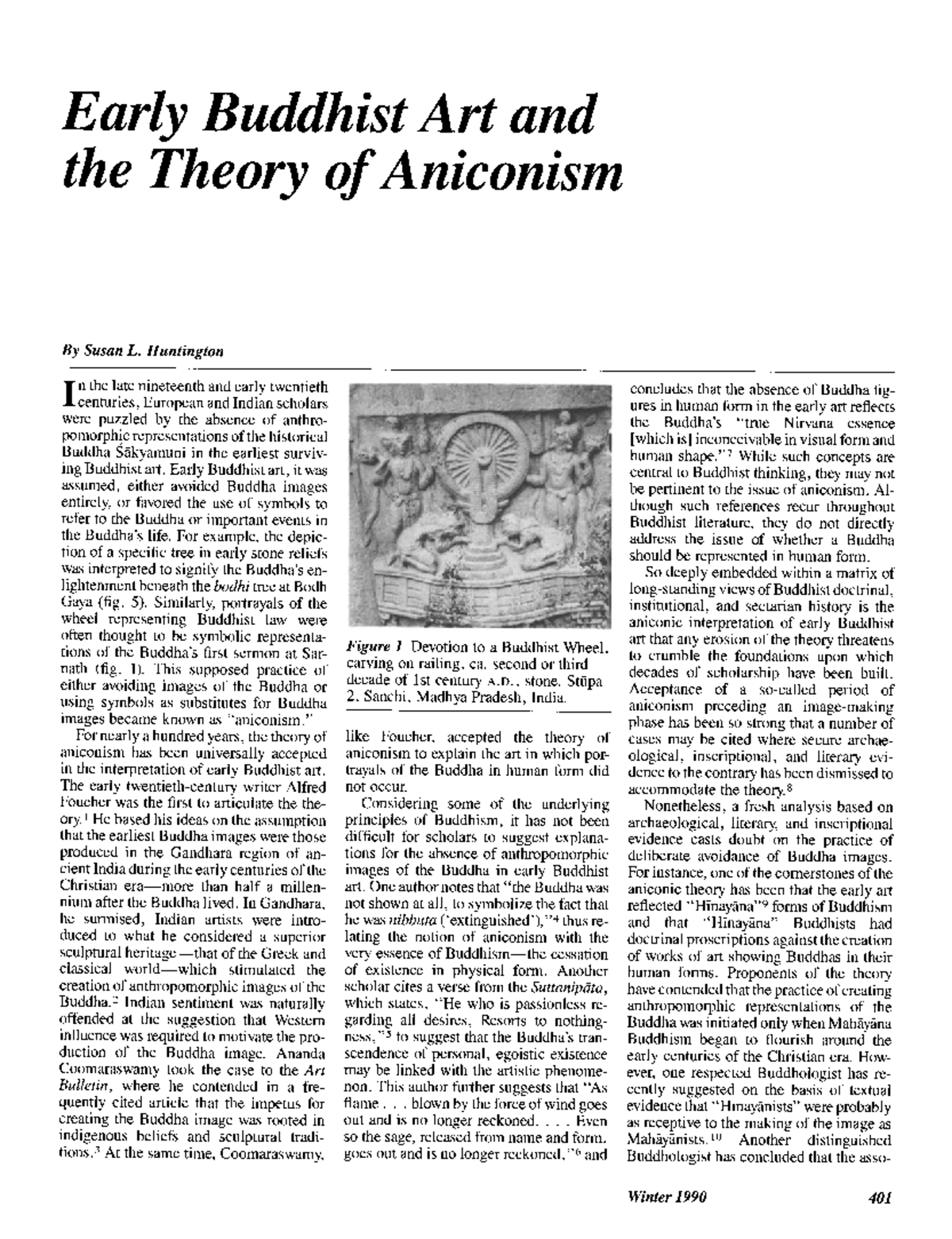 Huntington: Early Buddhist Art & Aniconism Theory Analysis - Studocu