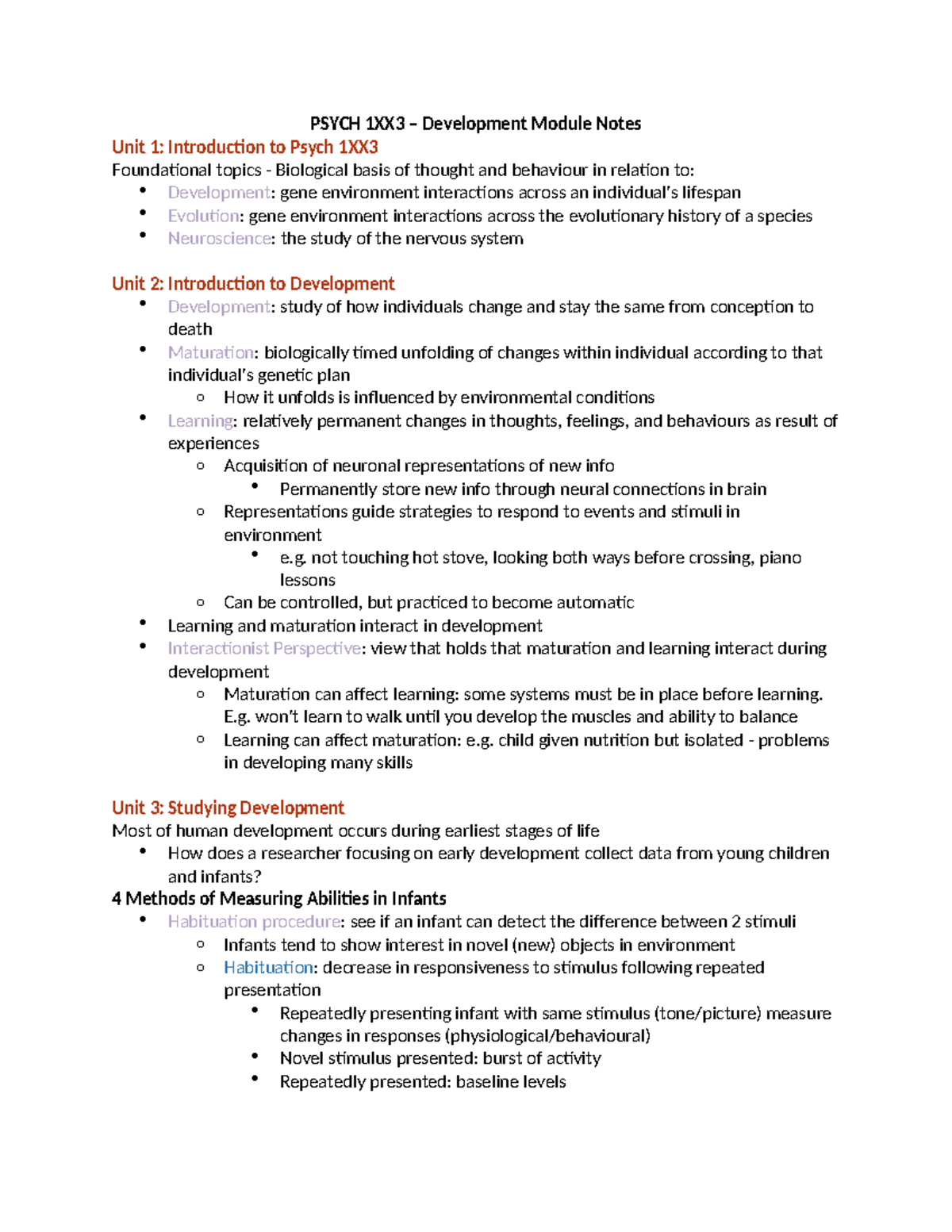PSYCH 1XX3 development module notes - PSYCH 1XX3 – Development Module ...
