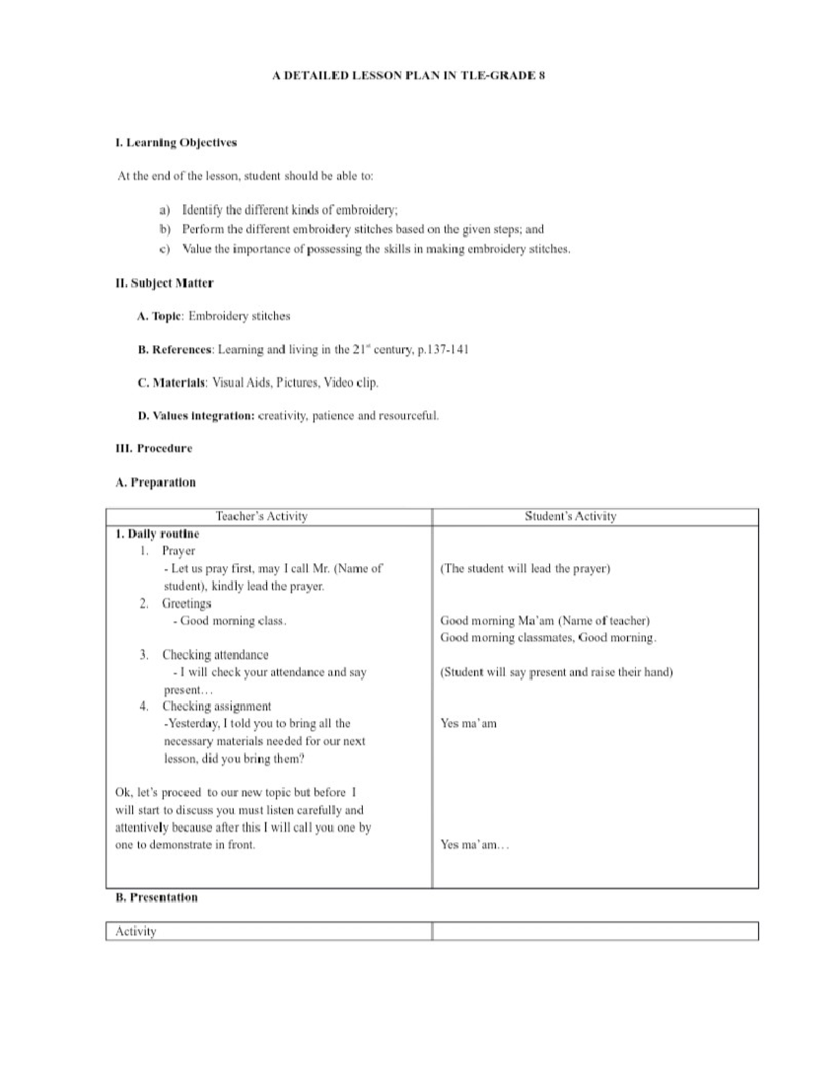 Grade 8 TLE: Comprehensive Lesson Plan Overview - Studocu