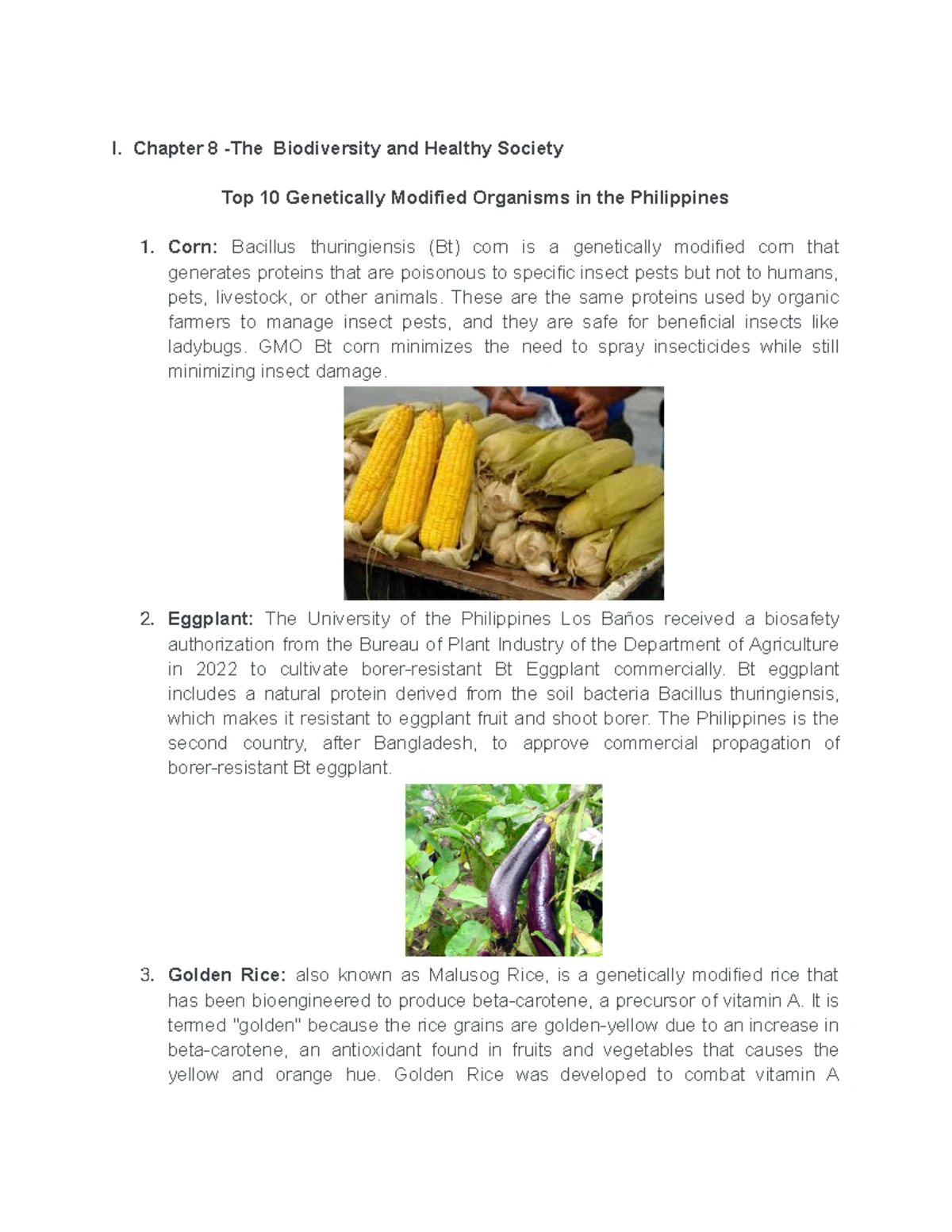 Top 10 GMOs in the Philippines: A Comprehensive Overview - Studocu