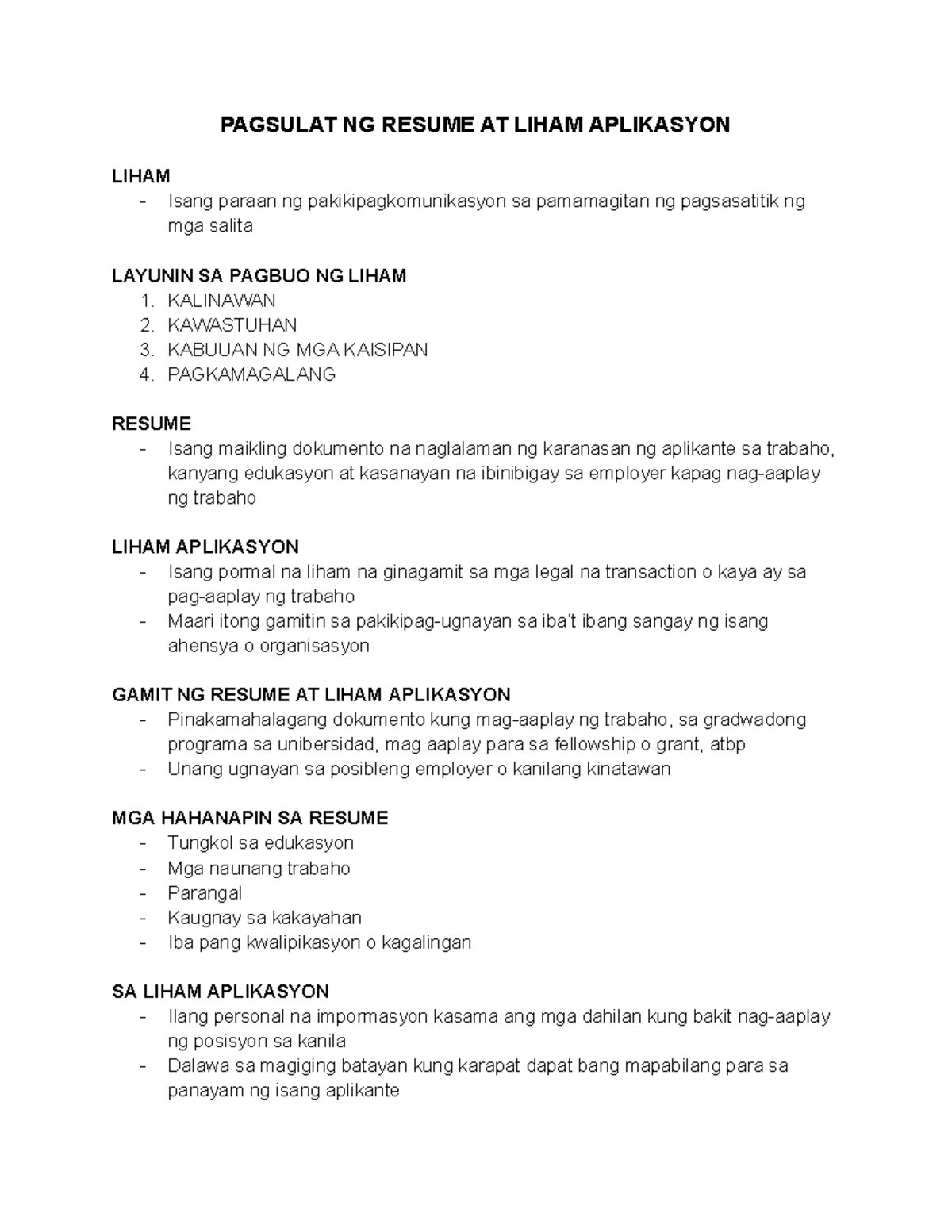Pagsulat ng Resume at Liham Aplikasyon: Gabay sa Epektibong Pagsusulat ...
