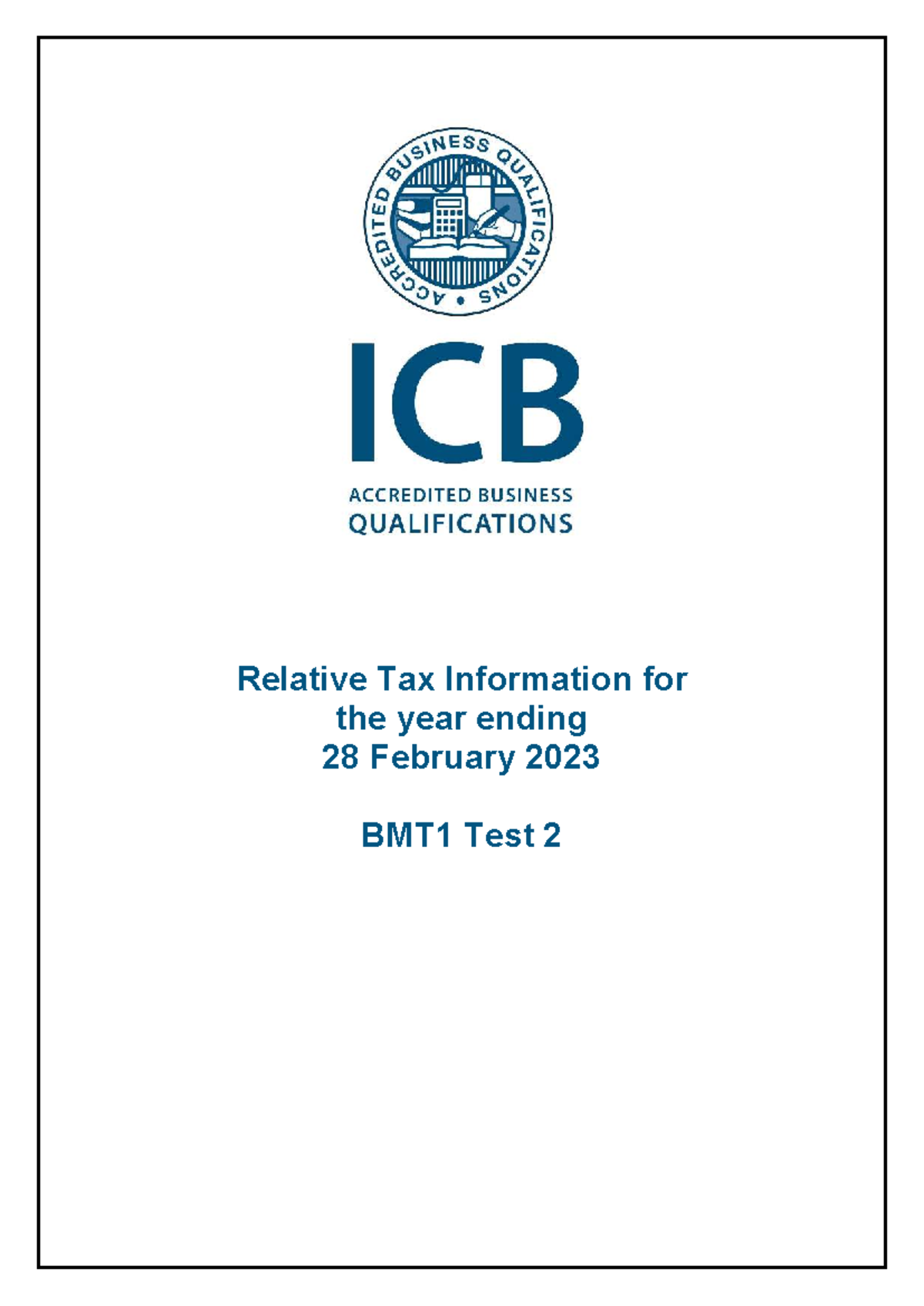 BMT1 Test 2 Tax Tables - Relative Tax Info for 2023 - Studocu