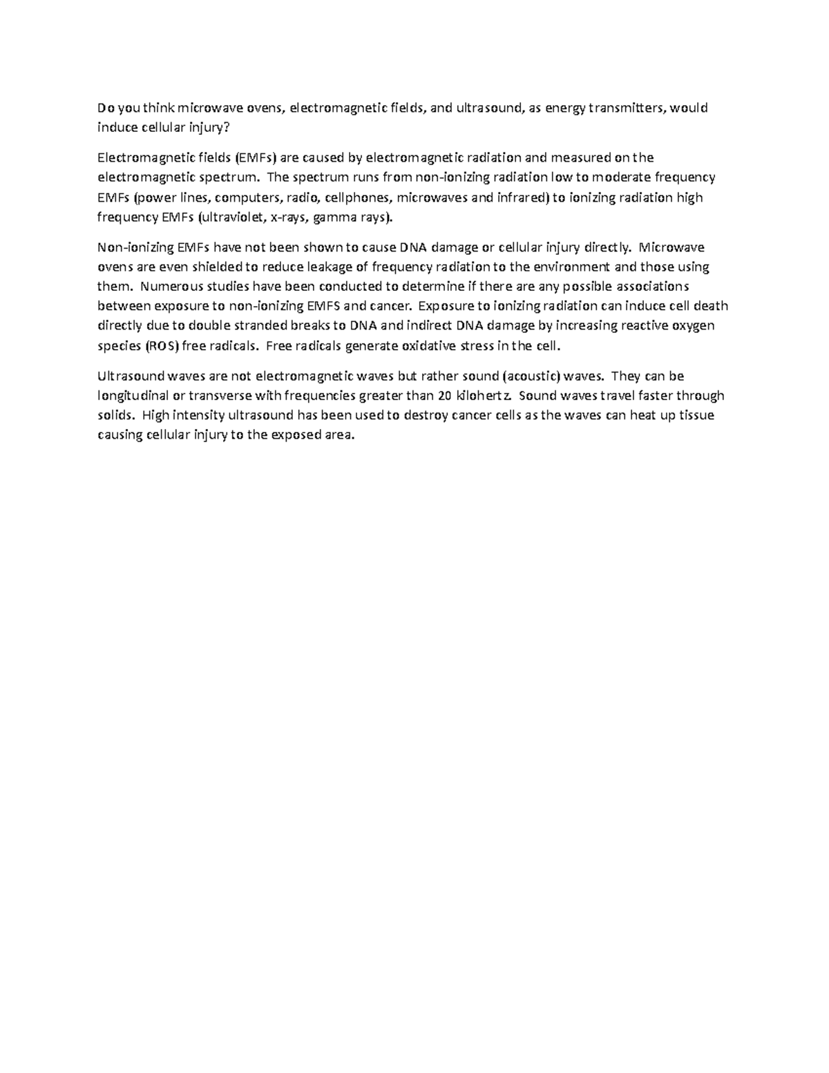 HINM 120 Chapter 7 Discussion - Cellular Injury from EMFs and ...