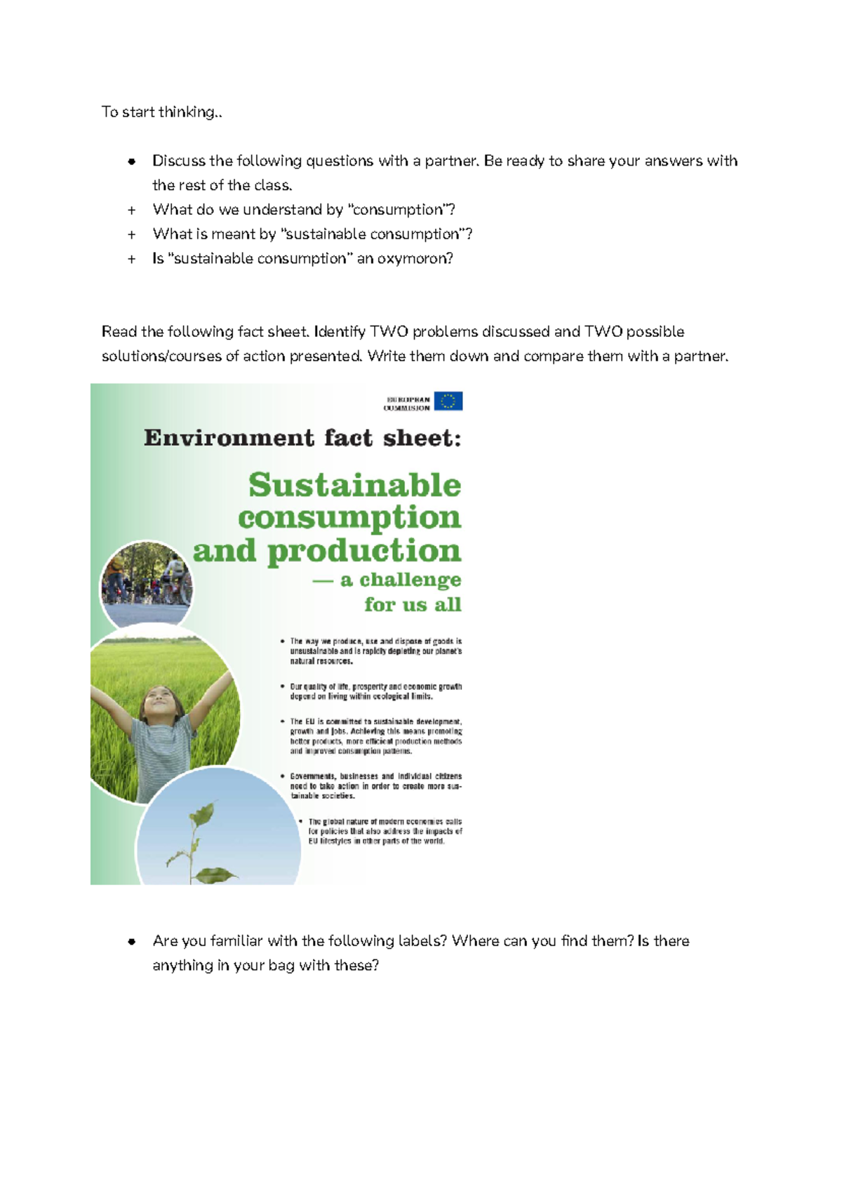 Unit IB English B HL - Sharing the Planet - To start thinking.. Discuss ...