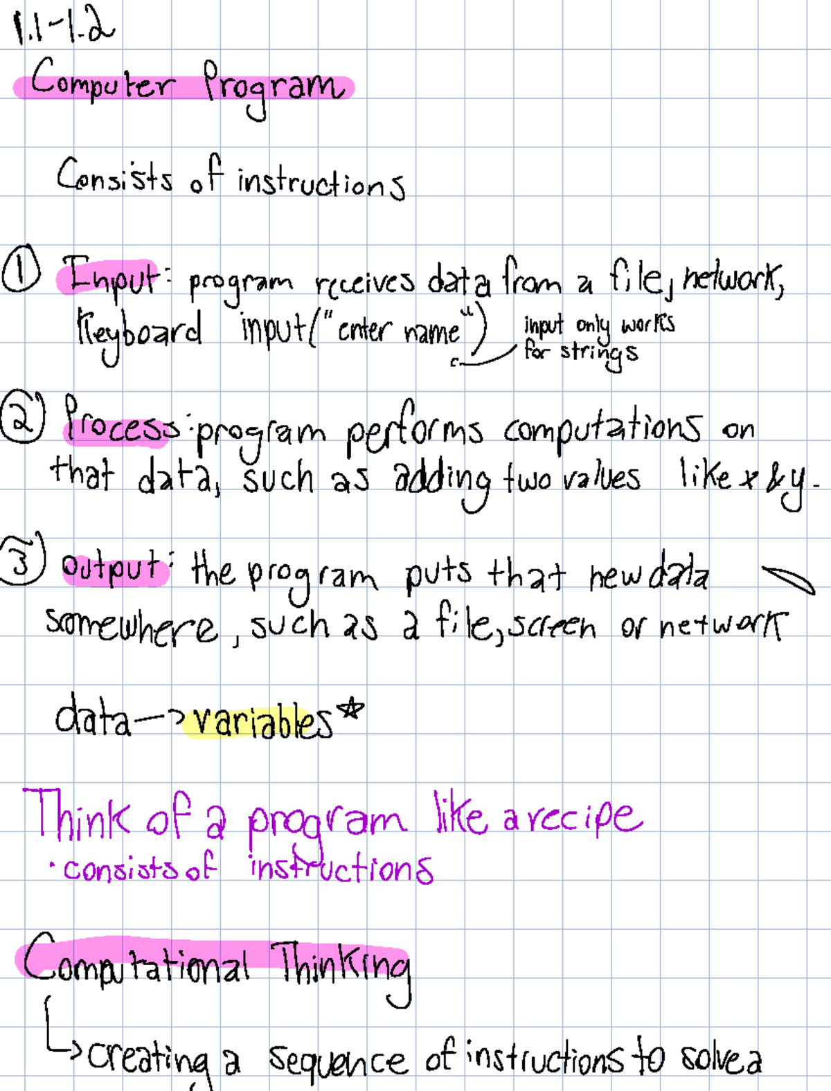 Ch 1 Programming - Notes (CS101) - Studocu