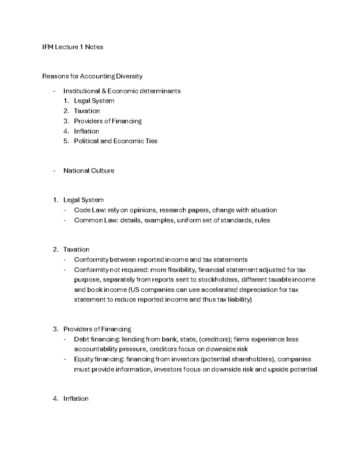 IFM Lecture 1 Notes: Understanding Accounting Diversity Factors ...