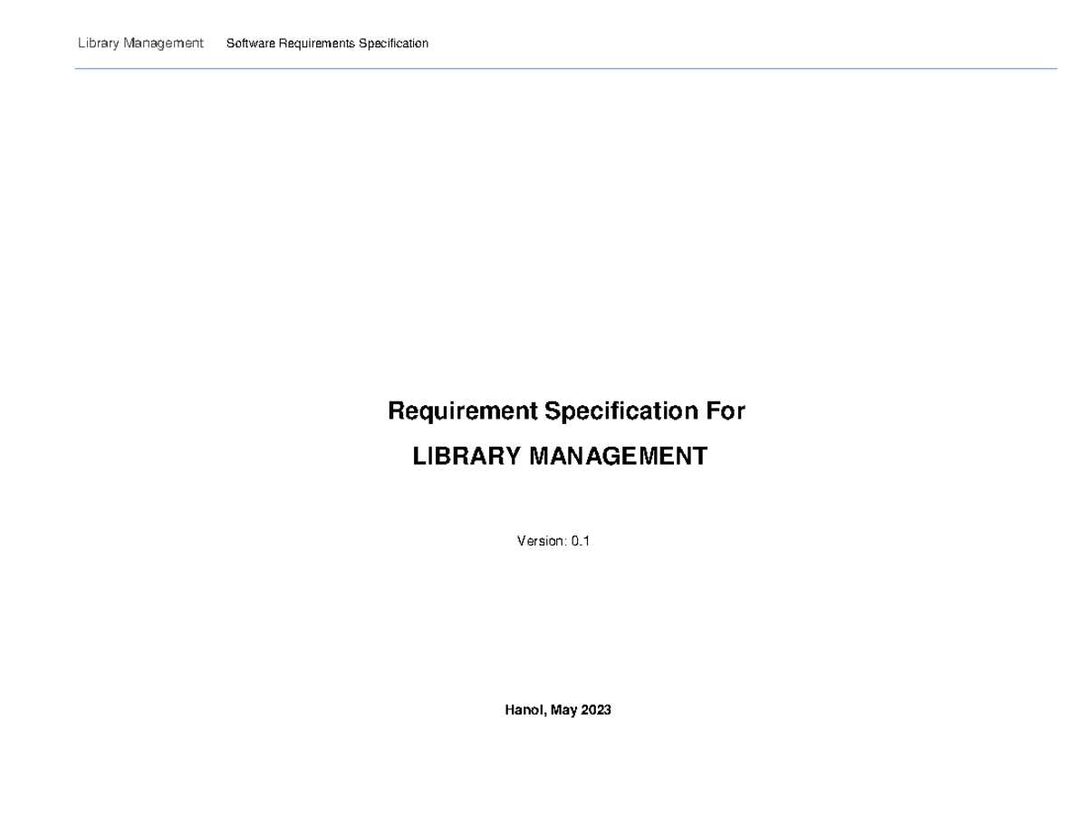 Library Management Software Requirements Specification (LIBRARY ...