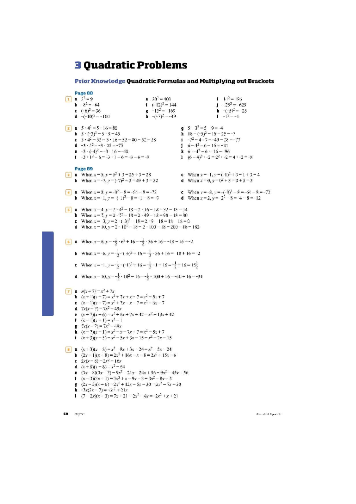 3 Quadratic Problems - Workings for Chapter 3 (Math 101) - Studeersnel