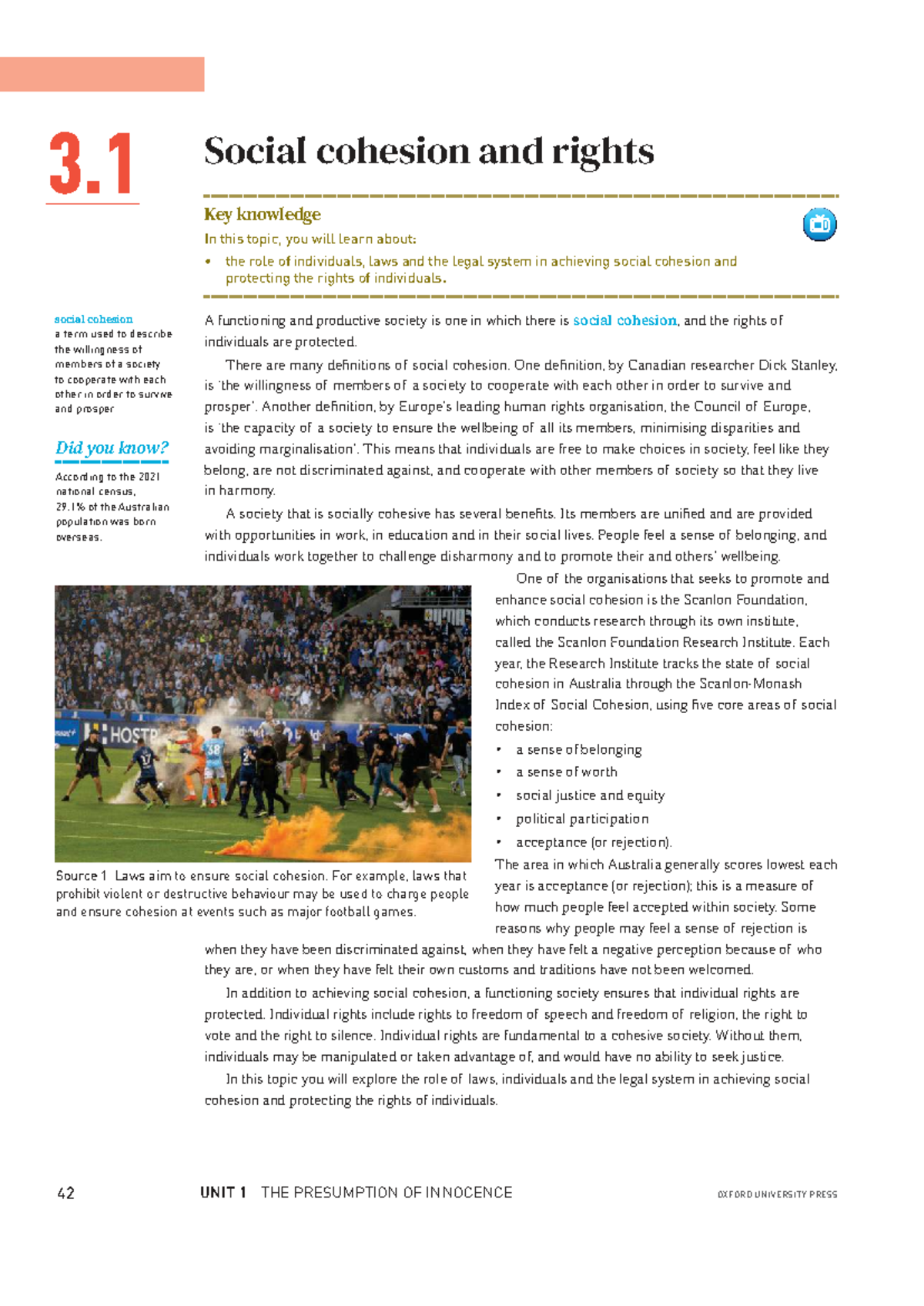 VCE Legal Studies: Social Cohesion & Individual Rights Overview - Studocu